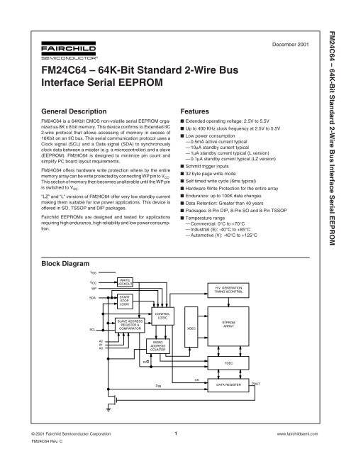 FM24C64 64K-Bit Standard 2-Wire Bus Interface Serial EEPROM