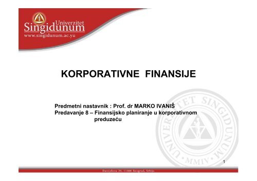 KORPORATIVNE FINANSIJE