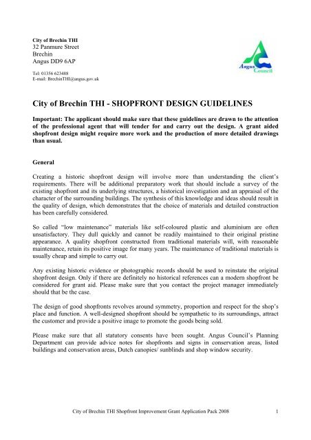 Shopfront Design Guidelines document (40 KB PDF) - Angus Council