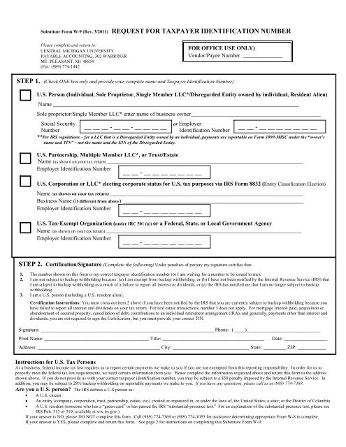 Substitute Form W 9 Fillable - Printable Forms Free Online Substitute Form W 9 Fillable - Printable Forms Free Online