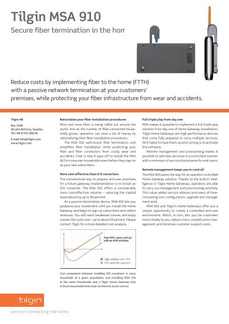 MSA 910 Datasheet - Tilgin