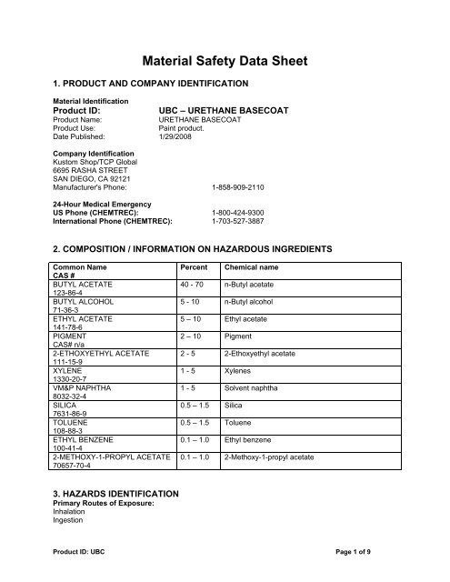 Material Safety Data Sheet - TCP Global