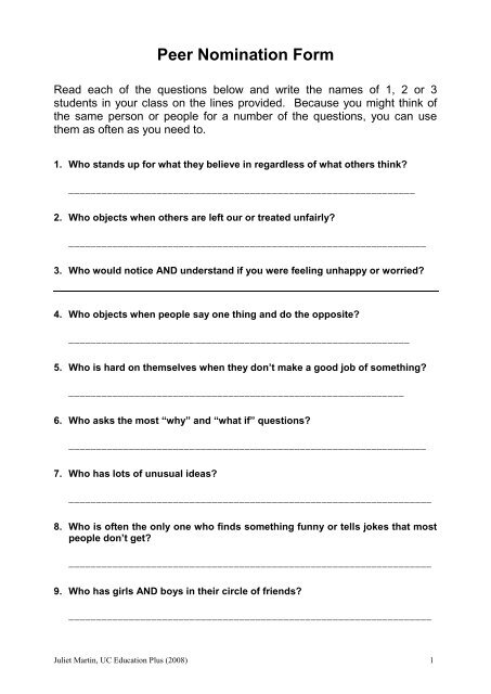 Peer Nomination Form (PDF, 39 KB)