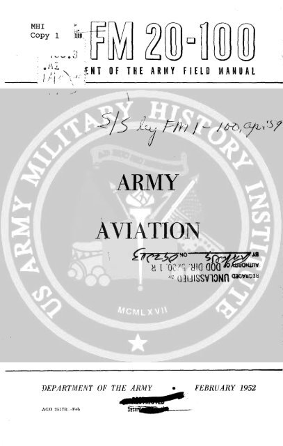 FM 20-100 ( Army Aviation ) 1952 - CARL