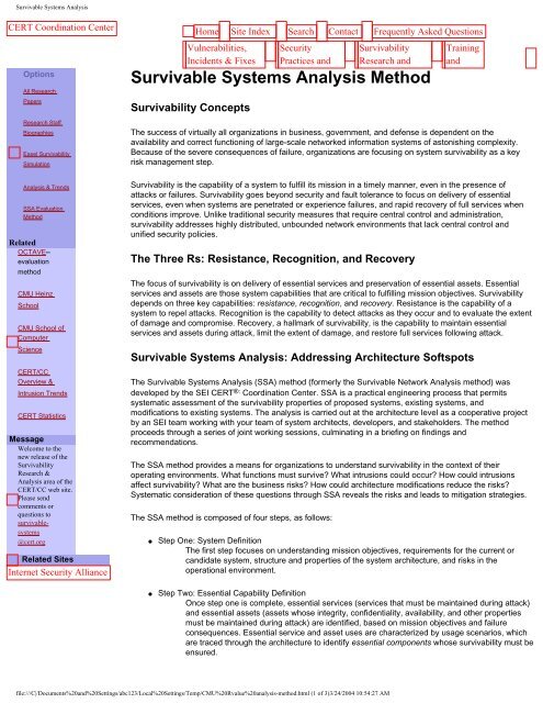 Survivable Systems Analysis - Smeal College of Business