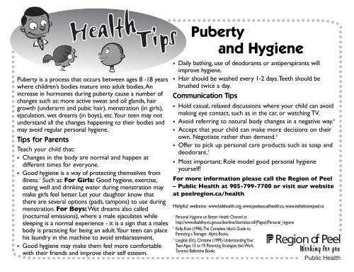 Puberty and Hygiene - Region of Peel