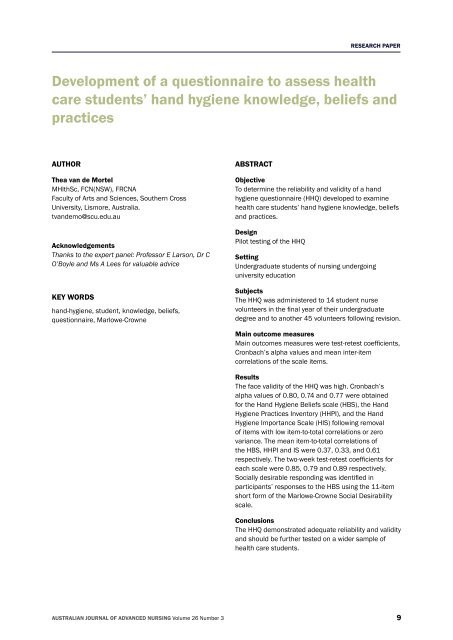 Development of a questionnaire to assess health care students ...