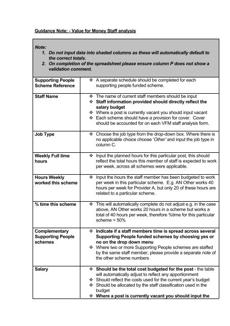 guidance notes for the Staff Analysis form