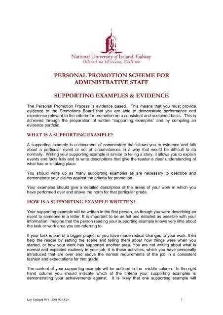 Supporting Examples and Evidence