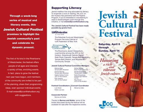 Jewish Cultural Festival Printable Brochure - JCC on the Hudson