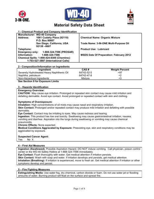 Material Safety Data Sheet (MSDS) - Concept2