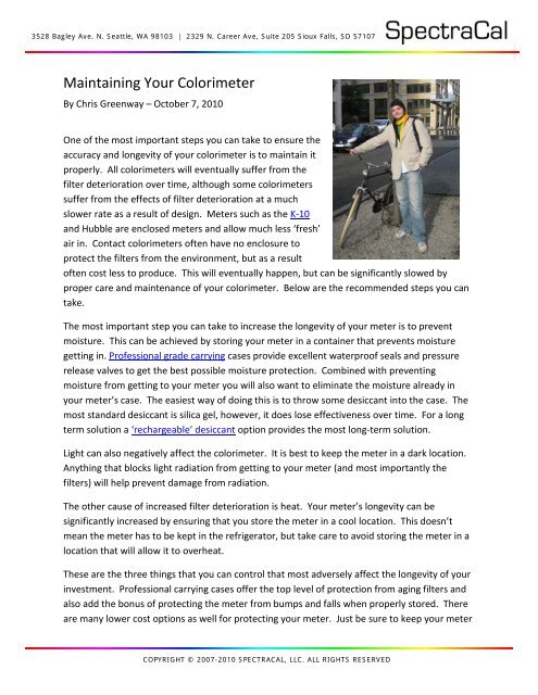 Maintaining Your Colorimeter - SpectraCal