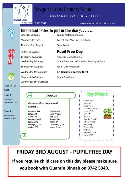 July 26th 2012 - Newport Lakes Primary School