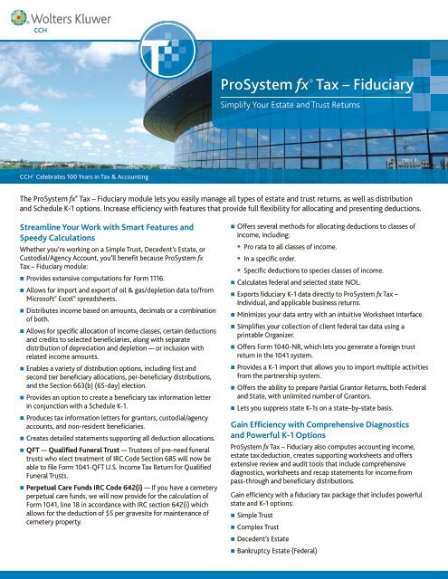ProSystem fxÂ® Tax â Fiduciary - CCH