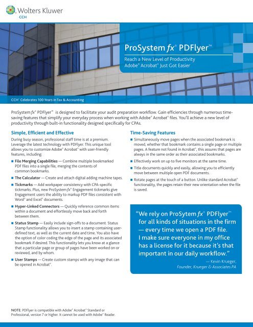 ProSystem fxÂ® PDFlyerâ ¢ - CCH