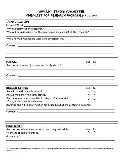 Research Proposal Checklist