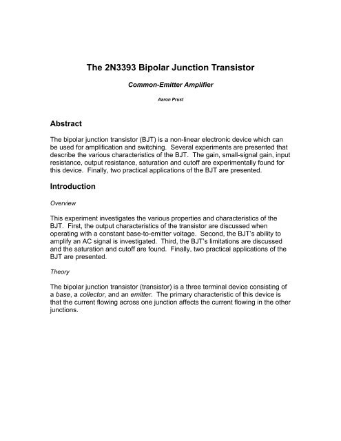 The 2N3393 Bipolar Junction Transistor - Waste