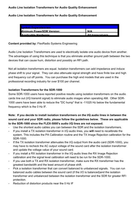 Audio Line Isolation Transformers for Audio Quality Enhancement ...