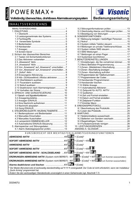 PowerMax plus Benutzeranleitung - feel andreas.tc