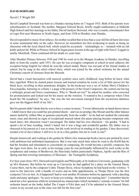 David Dorward - Dr David Wright