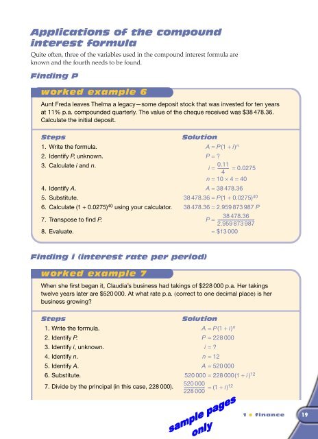 Applications of the compound interest formula