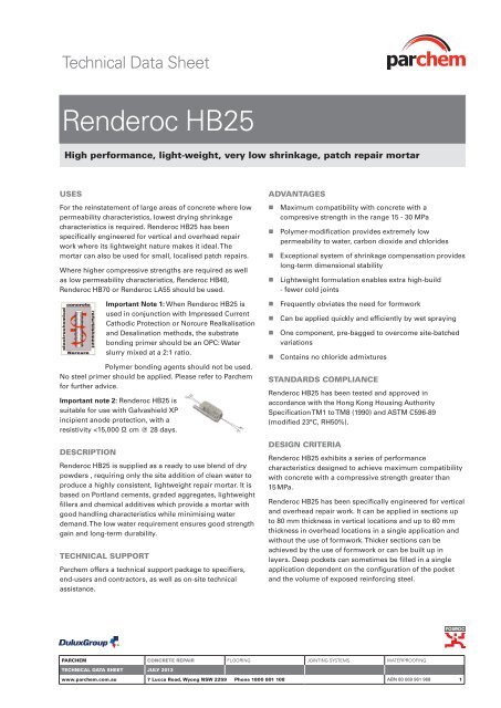 Renderoc HB25 TDS - Parchem