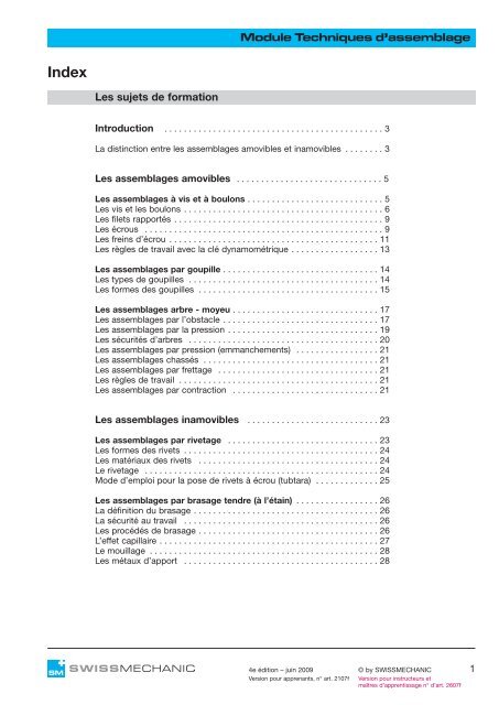 Module Techniques d'assemblage - Swissmechanic