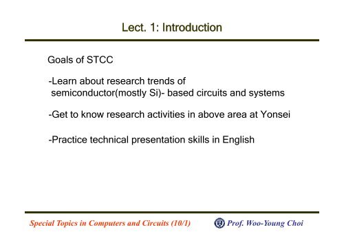 Lect. 1: Introduction - 초고속 회로및 시스템 연구실