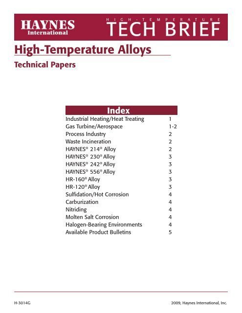 High-Temperature Alloys - Haynes International, Inc.