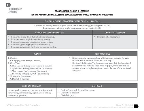 GRADE 3, MODULE 1: UNIT 3