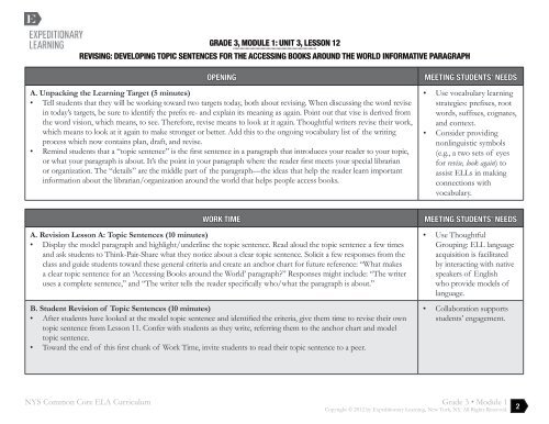GRADE 3, MODULE 1: UNIT 3