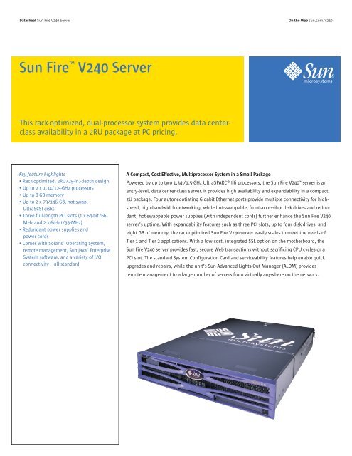 Sun Fire V240 server - Spectra
