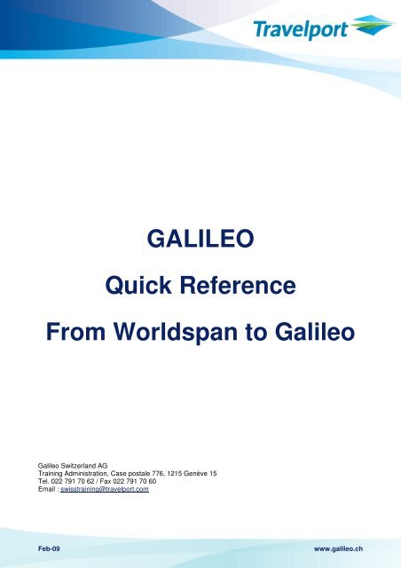 Galileo Quick Reference From Worldspan to Galileo 09 - index