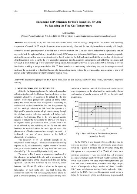 Enhancing ESP Efficiency for High Resistivity Fly Ash by ... - isesp