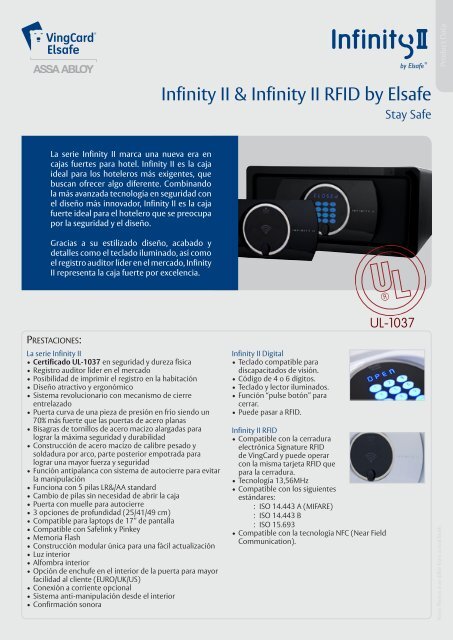 Infinity II_Datasheet_Spanish_July12.pdf - VingCard Elsafe