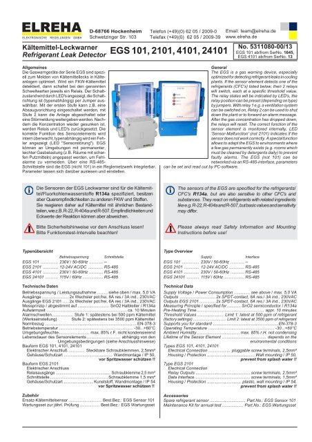 EGS 101, 2101, 4101, 24101 - Elreha