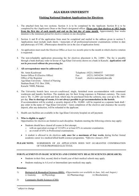 Application form for National students - Aga Khan University