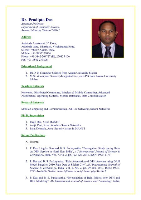 Dr. Prodipto Das - Assam University