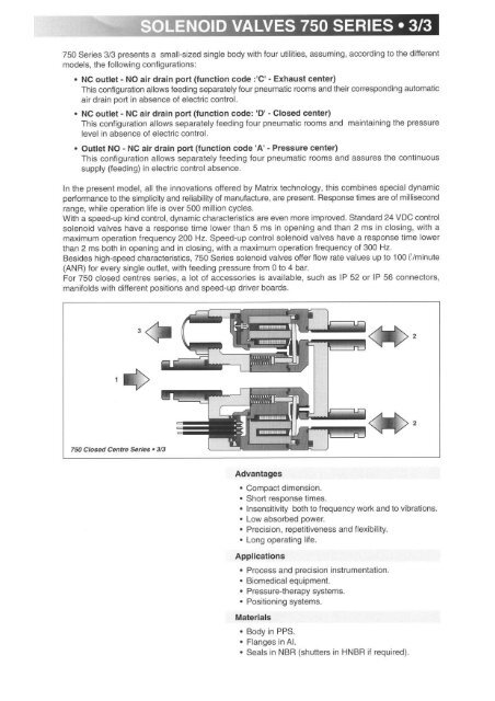 Matrix series 750 3/3 Solenoid Valves