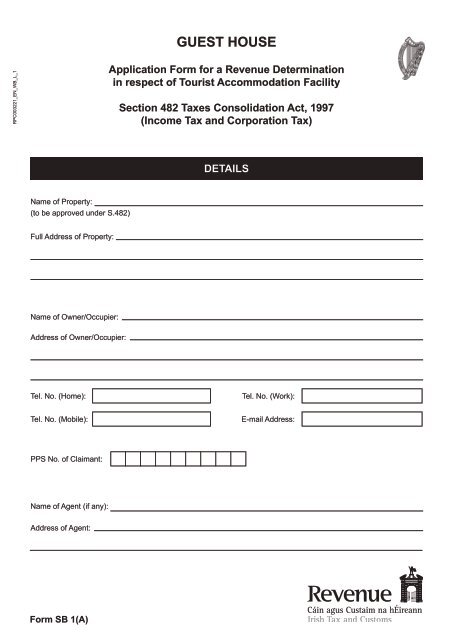 Form SB1A - Revenue Commissioners