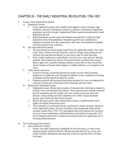 Chapter 24 OUTLINE: Industrial Revolution