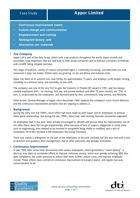 Appor Limited case study - Businessballs