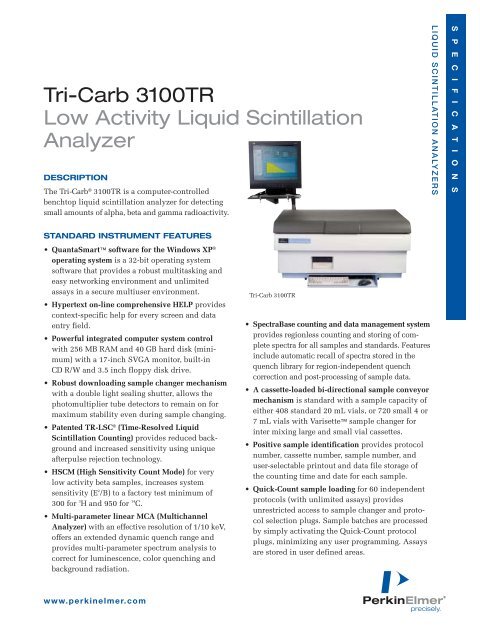 Tri-Carb 3100TR Low Activity Liquid Scintillation ... - PerkinElmer