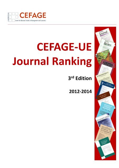 CEFAGE UE Journal Ranking In Economics And Management 3rd CEFAGE UE Journal Ranking In Economics And Management 3rd