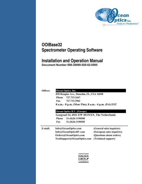 OOIBase32 Spectrometer Operating Software ... - Ocean Optics