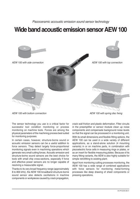 Wide band acoustic emission sensor AEW 100 - Prometec