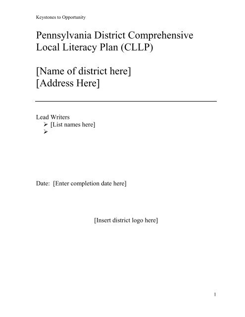 Literacy Plan Template