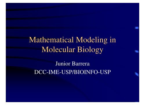 Mathematical Modeling in Molecular Biology - Vision at IME-USP Mathematical Modeling in Molecular Biology - Vision at IME-USP