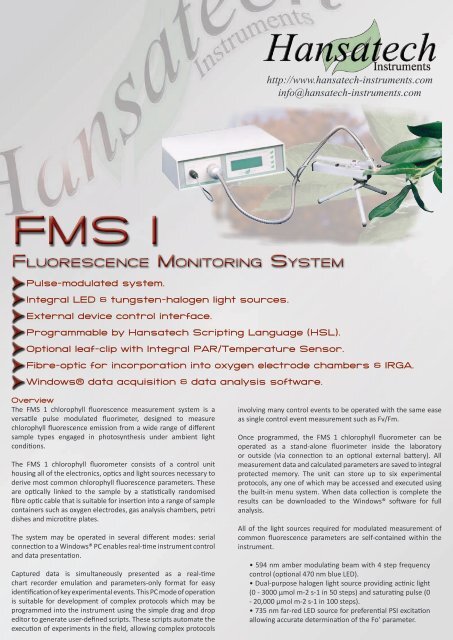 Download catalogue - Hansatech Instruments Limited