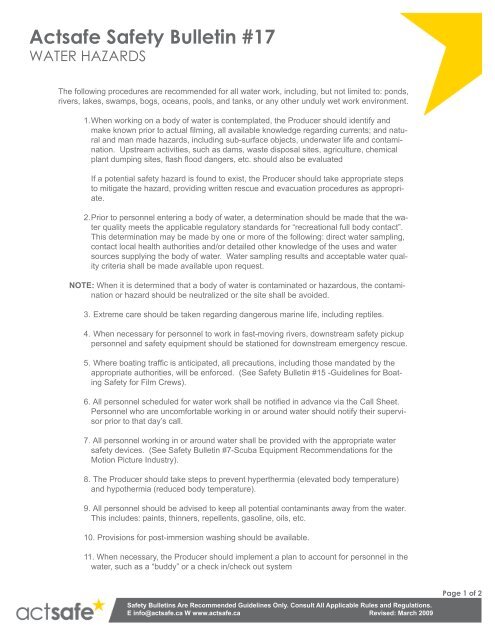 Water Hazards - Actsafe